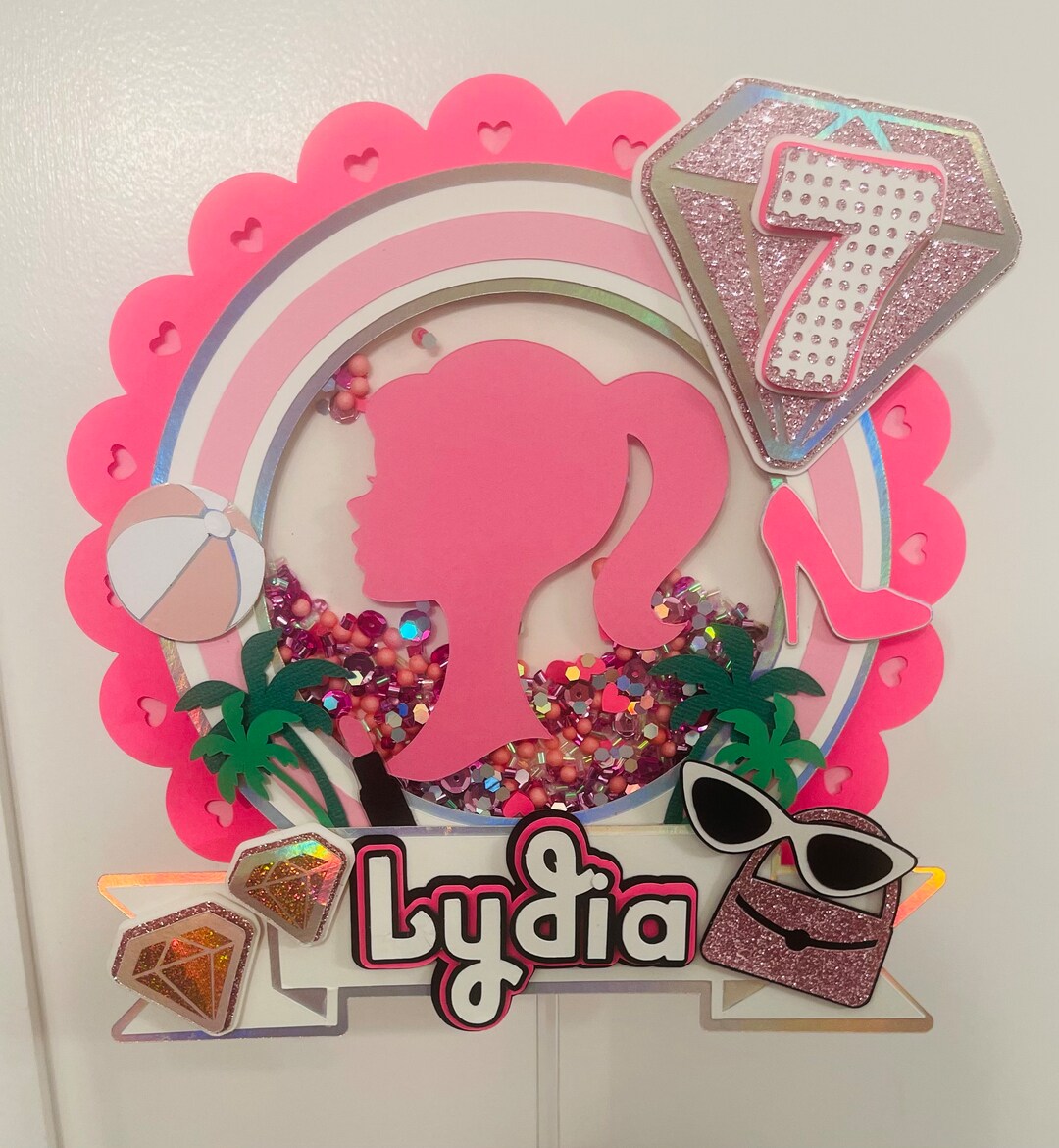 Barbie Theme Shaker Cake Topper - Etsy