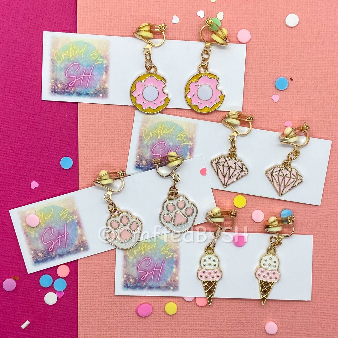 Clip-on Earrings, Cute Adorable Earrings, Handmade Clip-on Earrings ...