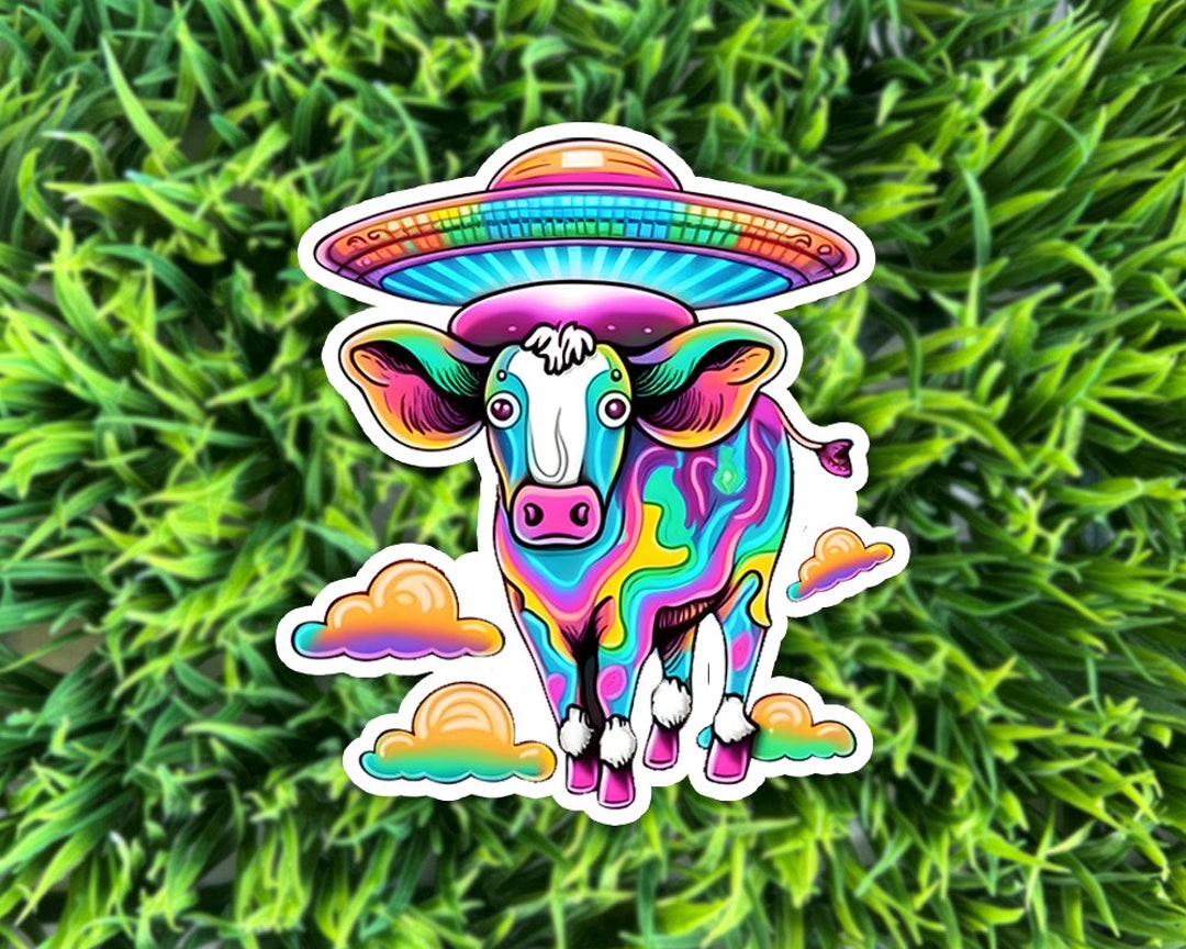 Alien Cow Abduction Psychedelic Trippy Vinyl Sticker - Etsy