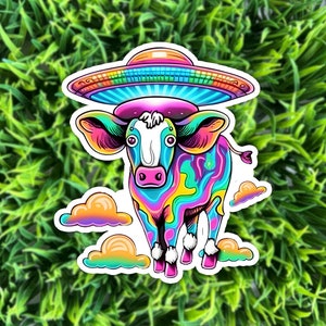 Alien Cow Abduction Psychedelic Trippy Vinyl Sticker - Etsy