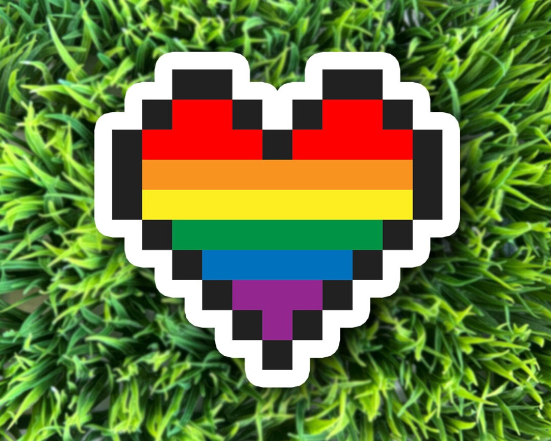 Pixel Pride Heart Sticker Lgbtq Queer Pride Sticker Etsy