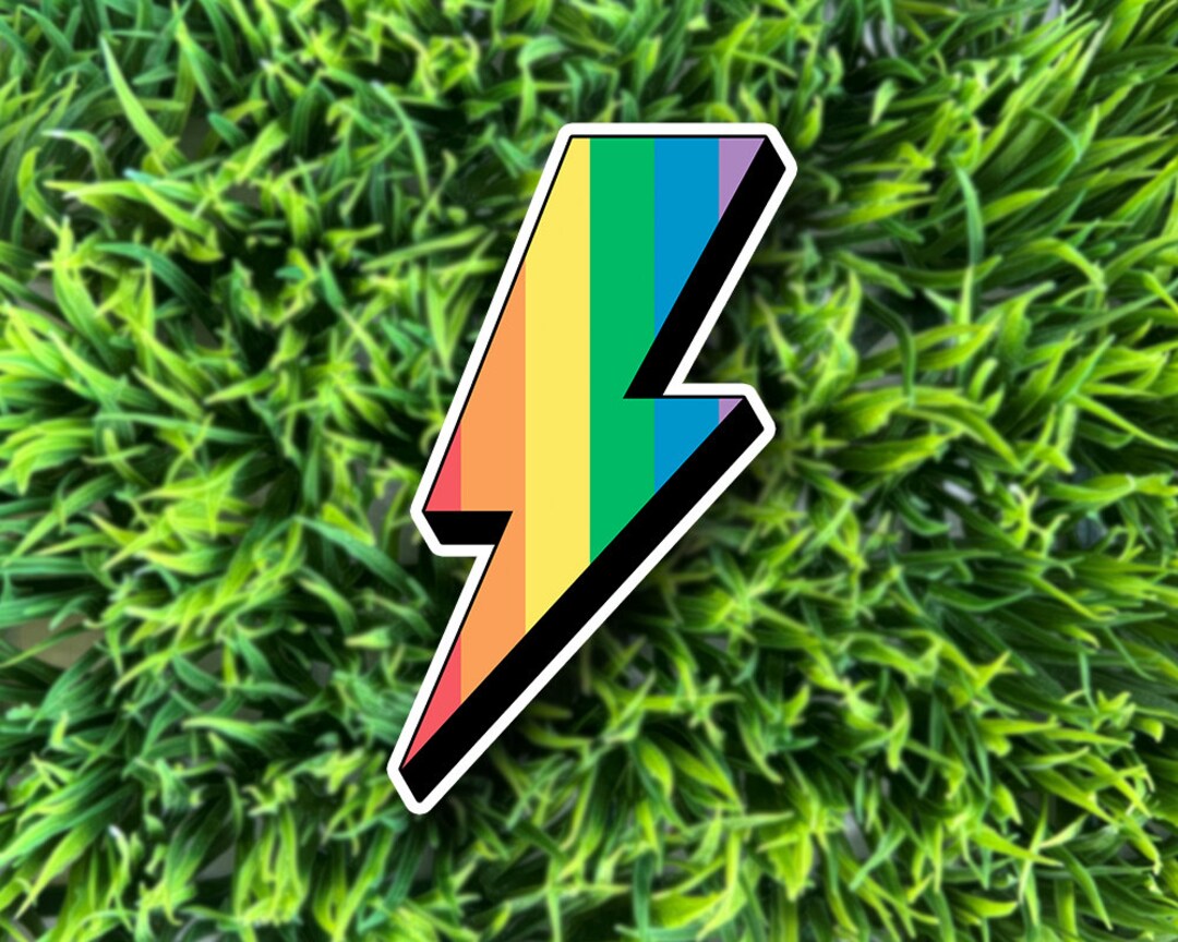 Rainbow Lightning Bolt | Pride Sticker - Etsy