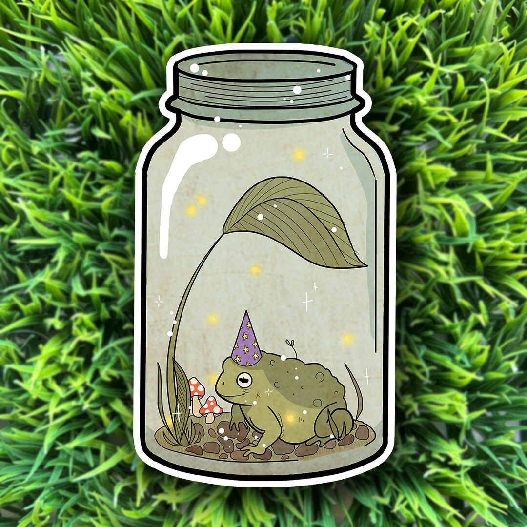 Wizard Frog in a Jar Sticker - Etsy