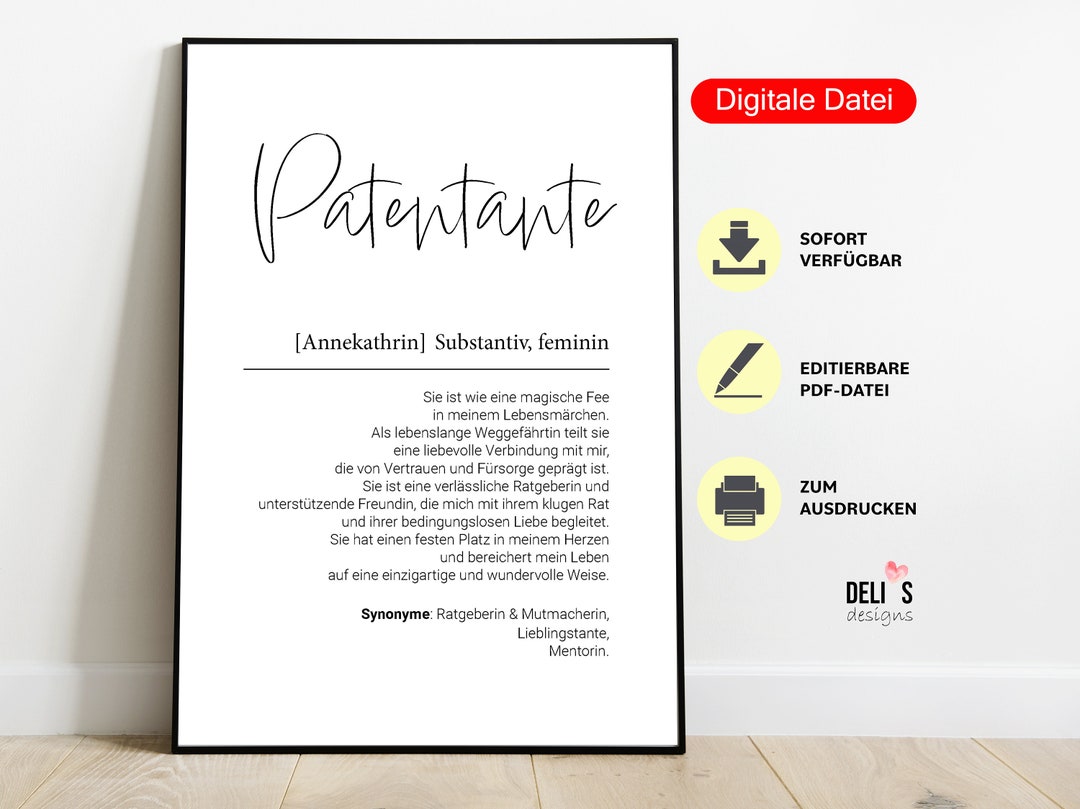 Poster Godmother Definition, Personalizable Gift Baptism, Godmother ...
