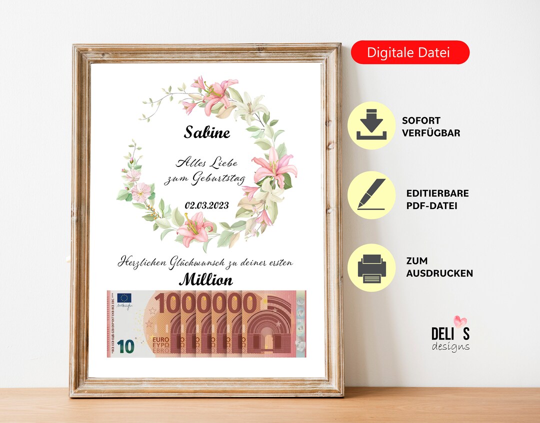 Cadeau d'anniversaire en argent votre premier million - Etsy France