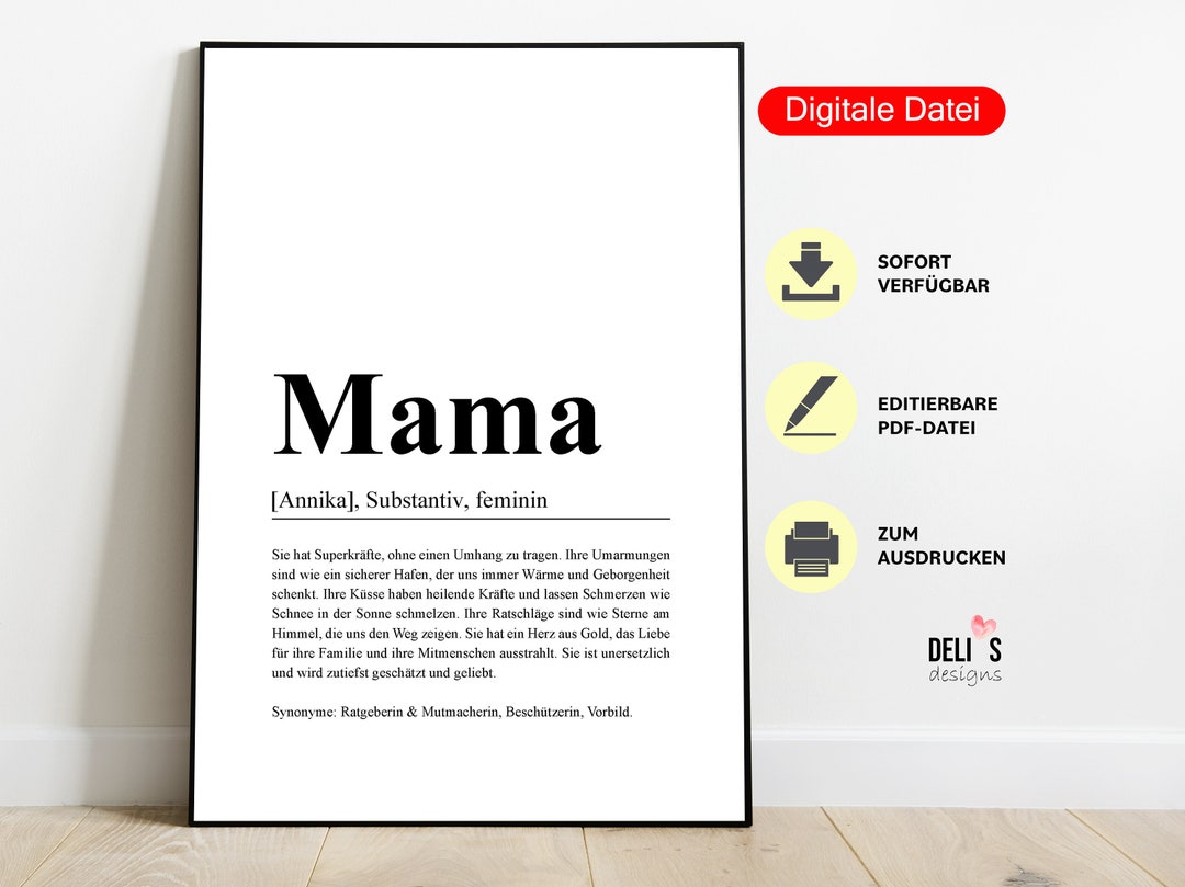 Poster Mama Definition Personalizable Gift for Mother, Christmas Gift ...