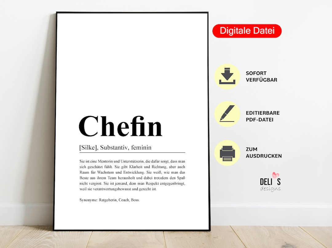 Poster Chefin Definition, Personalisiertes Geschenk ...