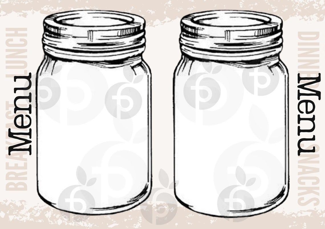 Mason Jar Menu Planner, Meal Planner, Weekly Planner, Mason Jar Planner ...