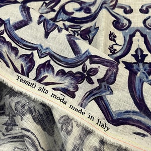 Italian Pure Linen High Quality Premium Fabric / Designer Maiolica ...