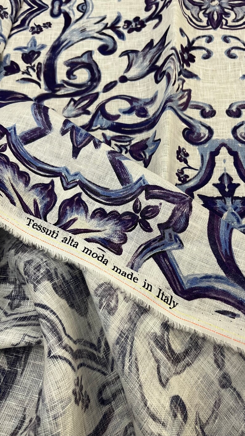 Italian Pure Linen High Quality Premium Fabric / Designer Maiolica ...