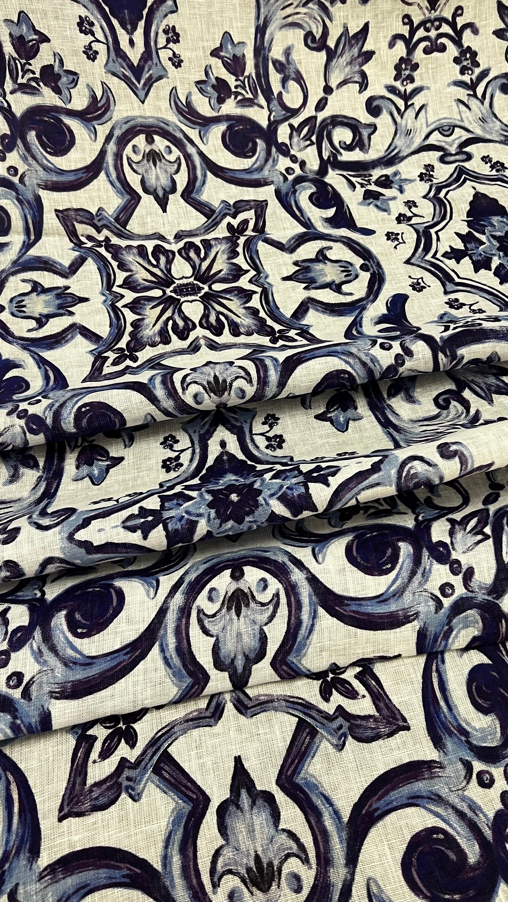 Italian Pure Linen High Quality Premium Fabric / Designer Maiolica ...