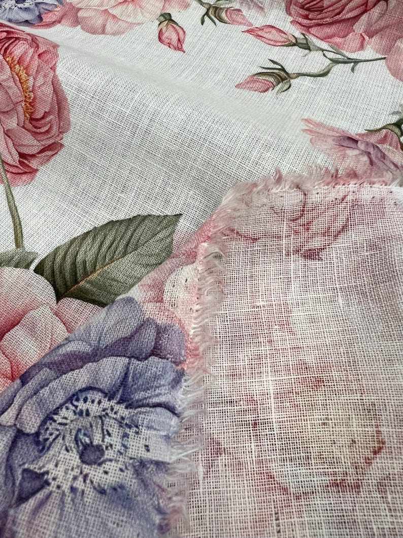 Pure Linen High Quality Premium Italian Fabric/ Designer Floral Print ...