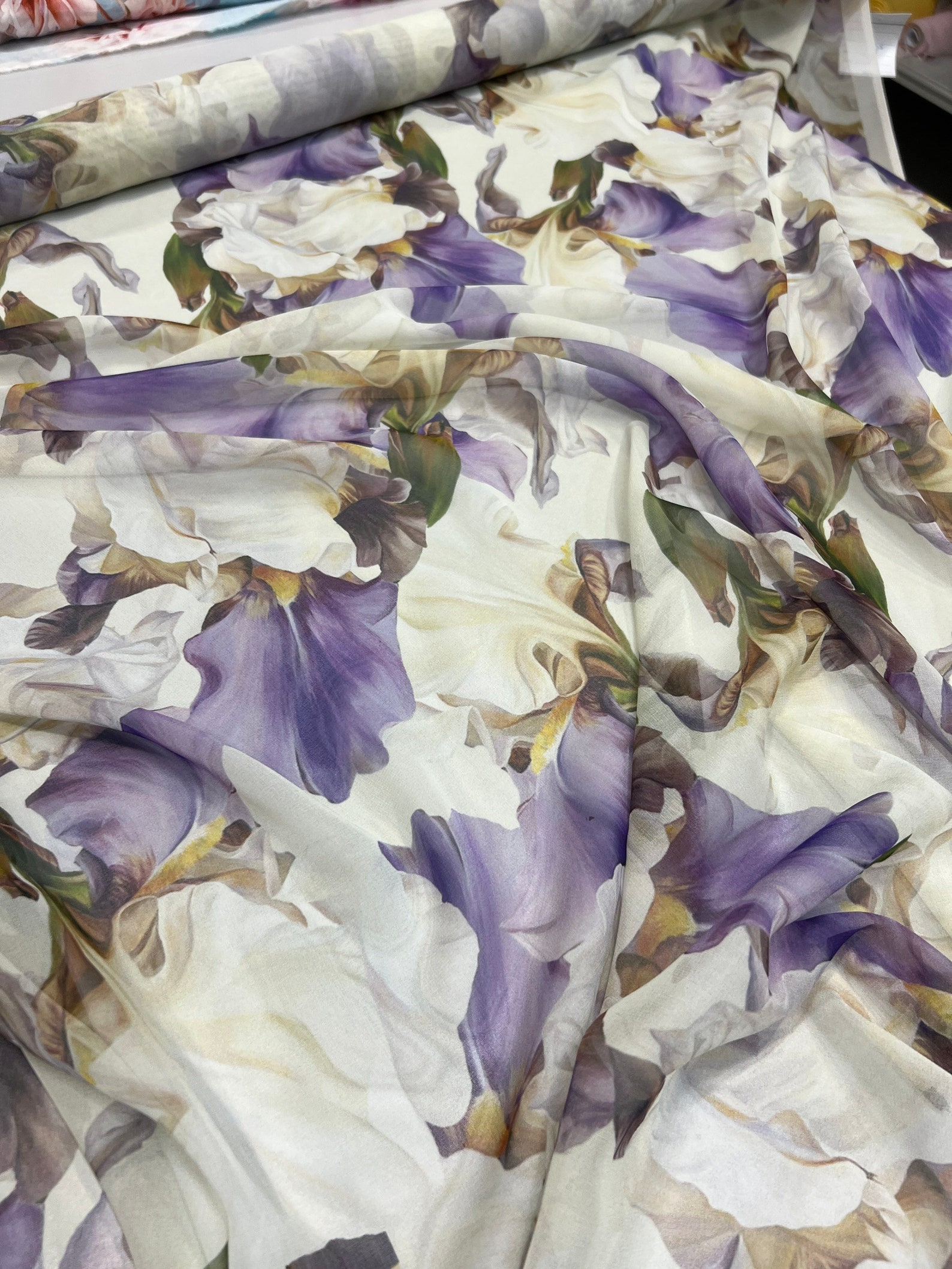 Italian Pure Silk Chiffon Premium High Quality Fabric/ Designer Floral ...