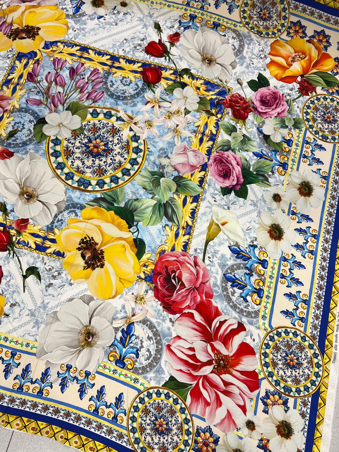 Italian Crepe Pure Silk High Quality Premium Fabric/ Designer Floral ...