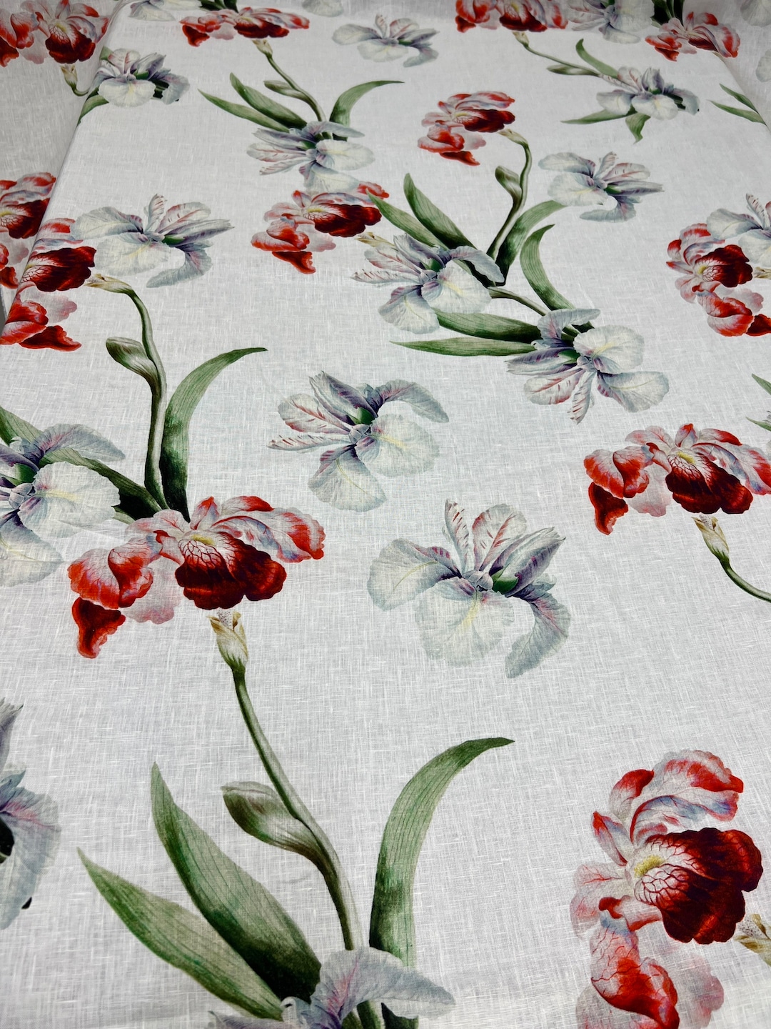 Italian Pure Linen High Quality Premium Fabric/ Designer Floral Print ...