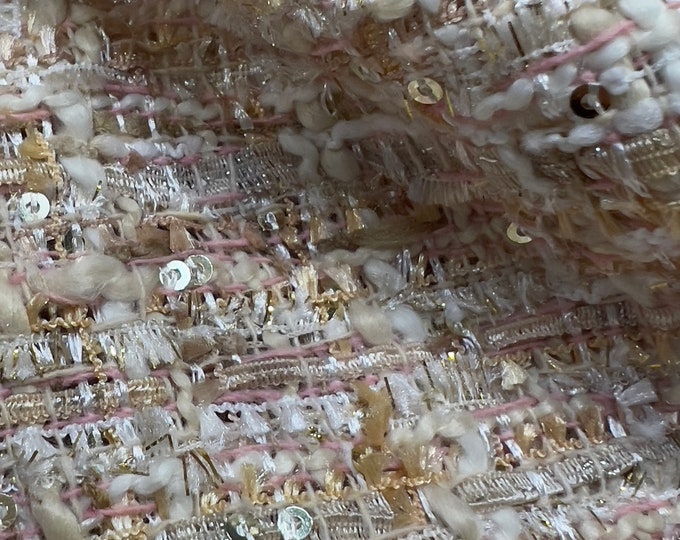 Italian Designer Tweed Premium Fabric, Lurex Tweed Fabric, Coat Boucle ...