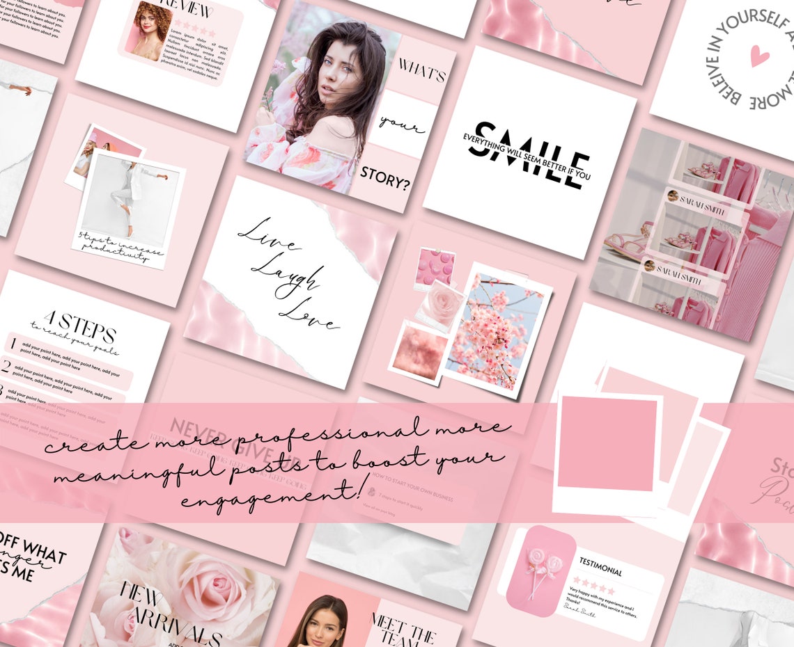 Pink Instagram Post Stories Template Canva Instagram - Etsy