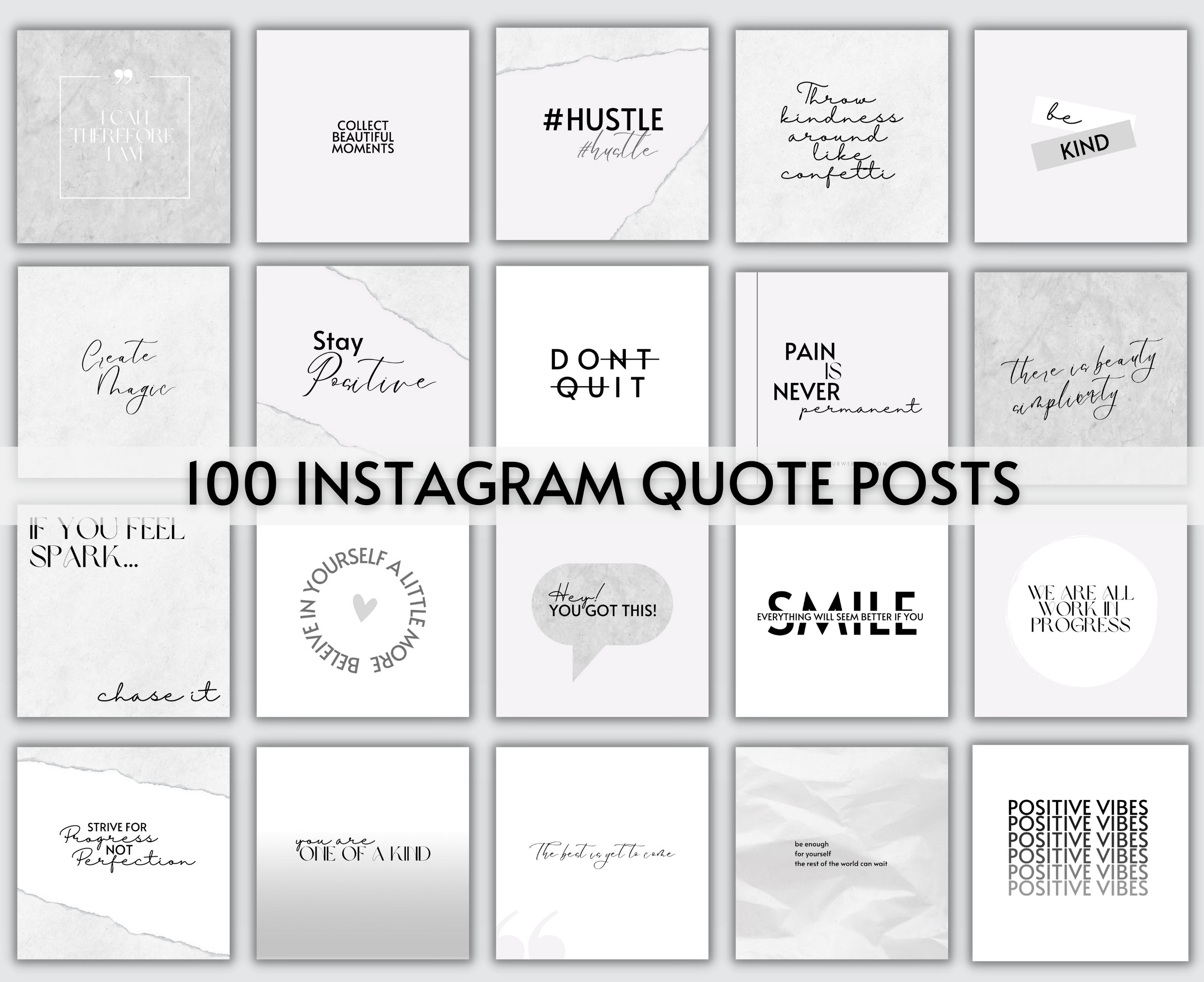 White Instagram Post Story Canva Template, Neutral Instagram Branding ...