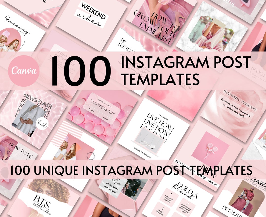 Pink Instagram Post Template Canva, Instagram Branding, Pink White ...