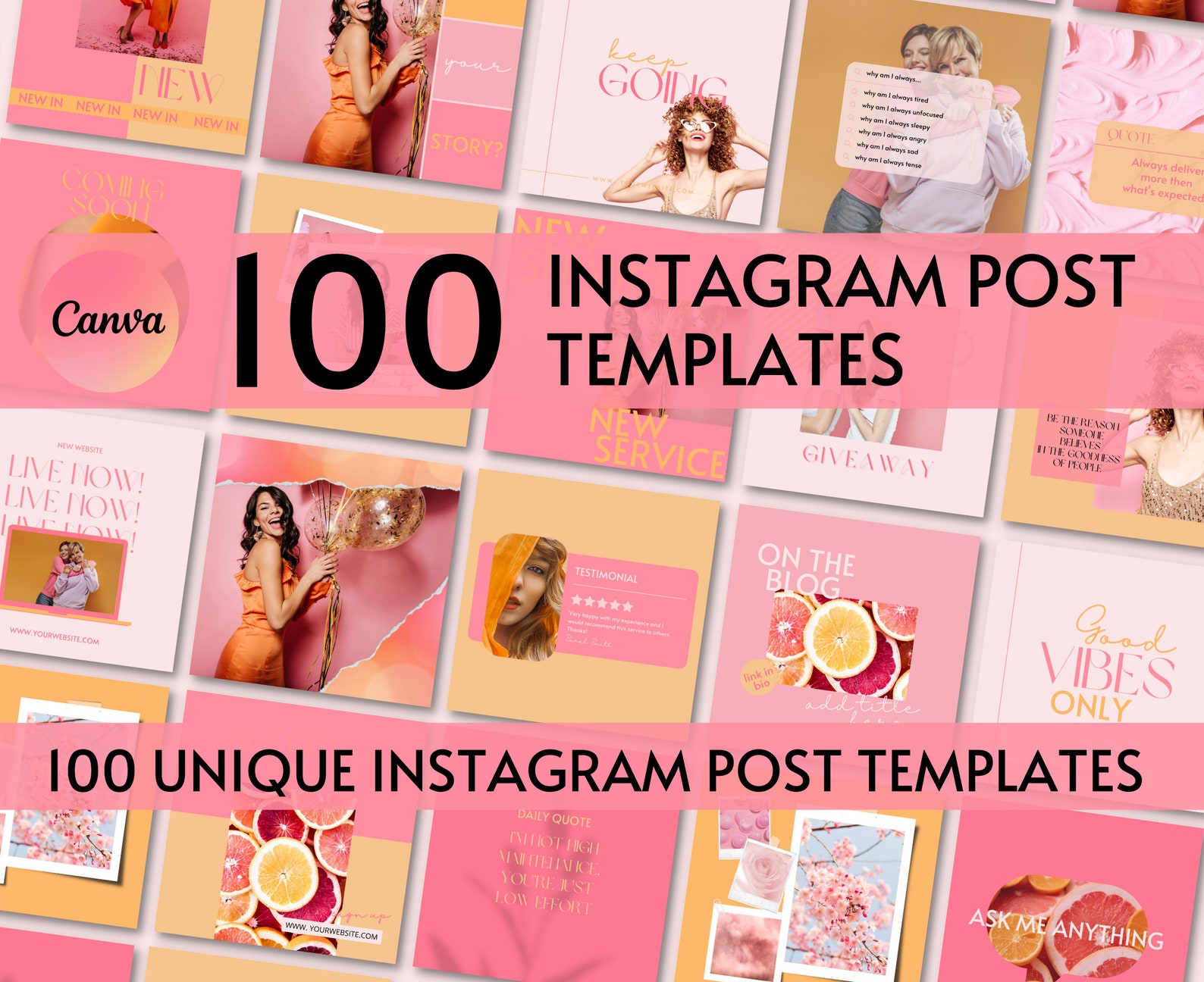 Bright Instagram Post Stories Templates Canva Instagram - Etsy