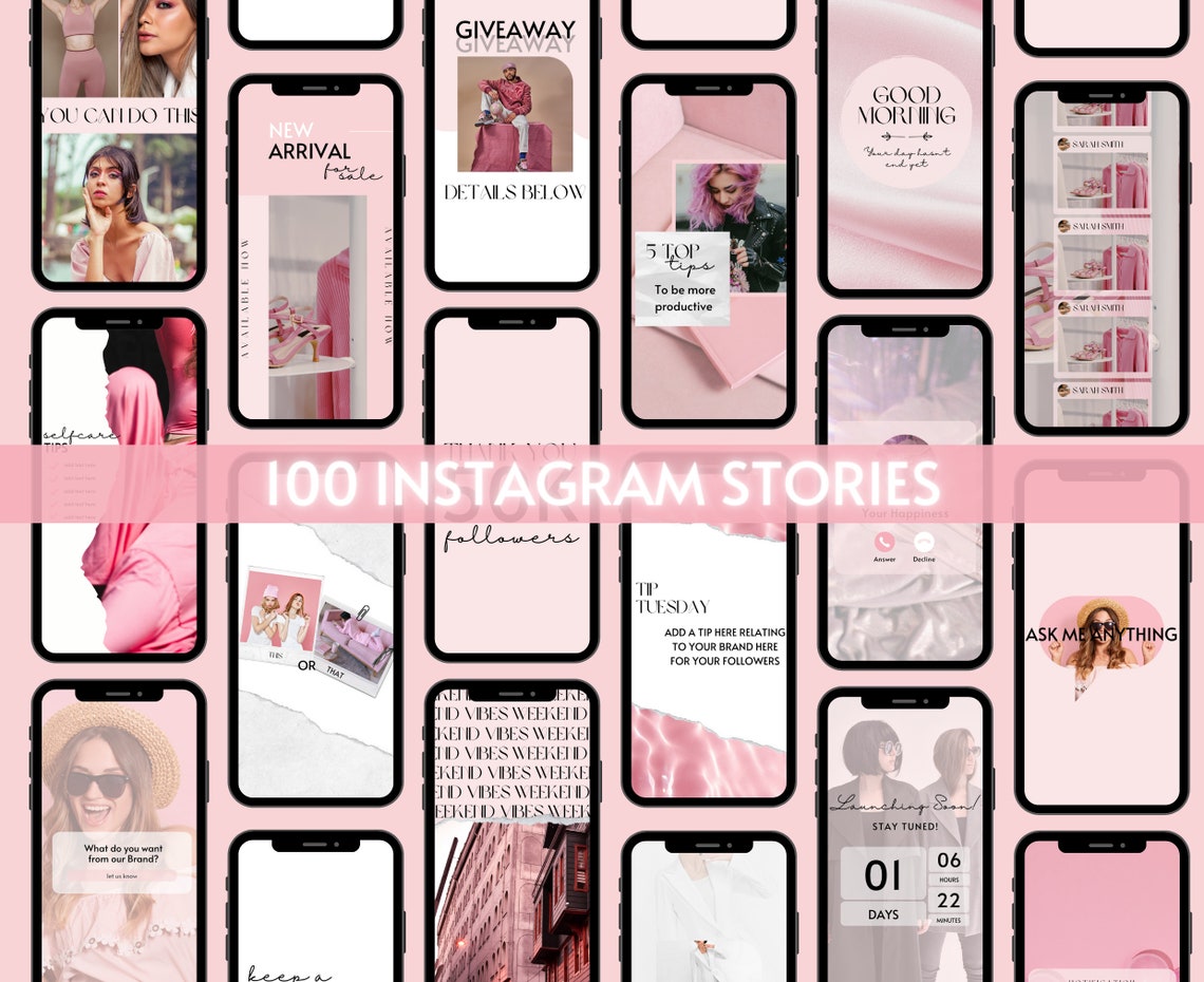 Pink Instagram Post Stories Template Canva Instagram - Etsy