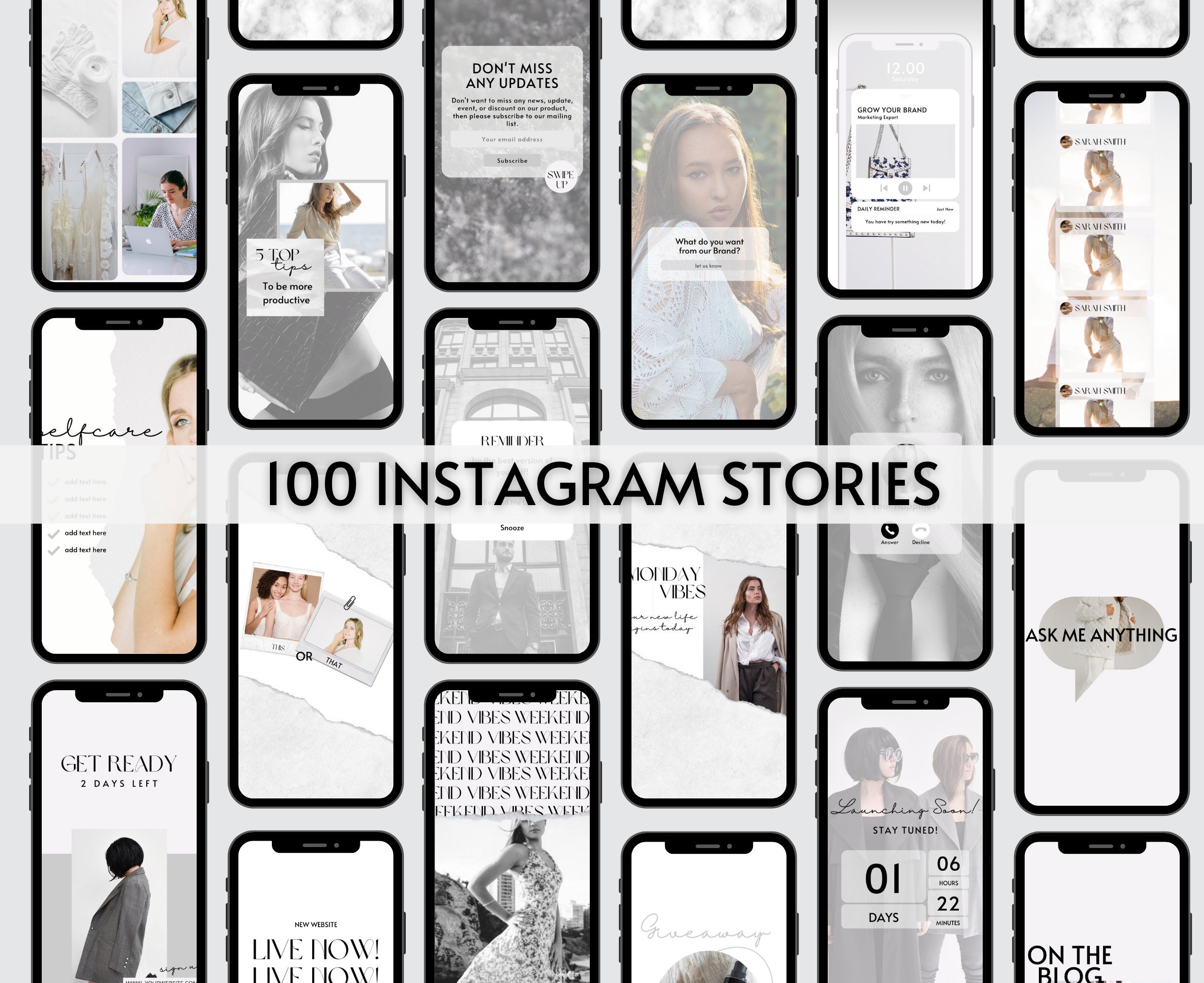 White Instagram Post Story Canva Template, Neutral Instagram Branding ...