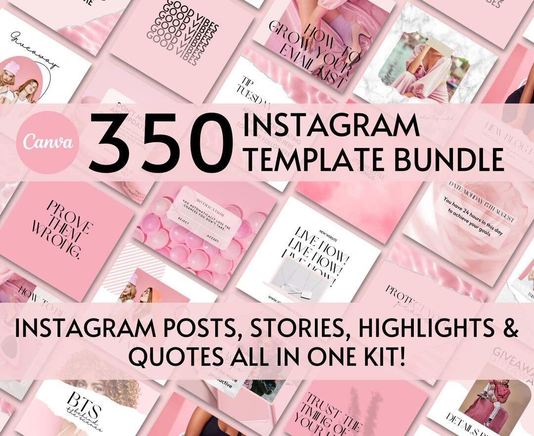Pink Instagram Post Stories Template Canva, Instagram Branding, Pink ...
