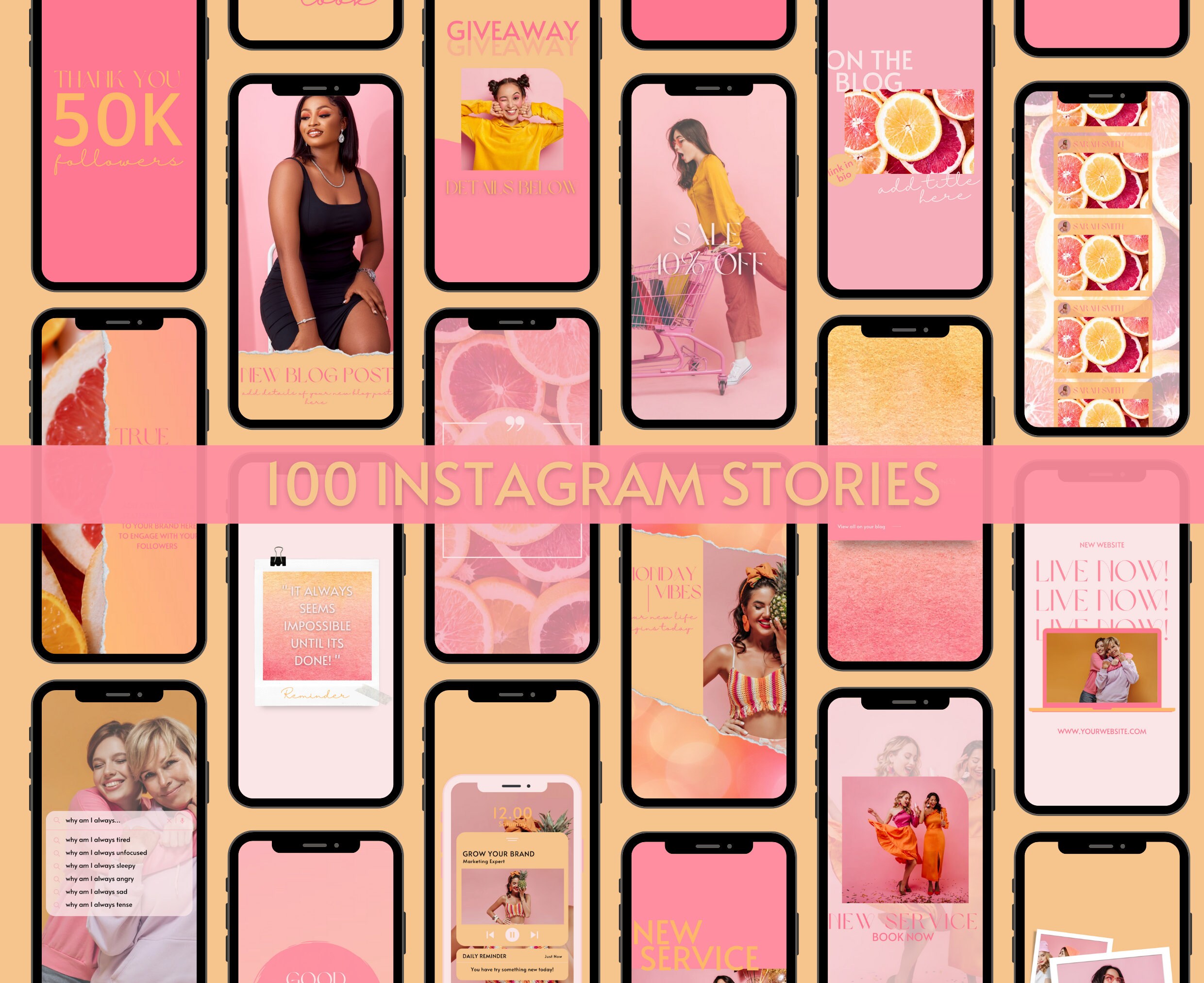 Bright Instagram Post Stories Templates Canva Instagram - Etsy