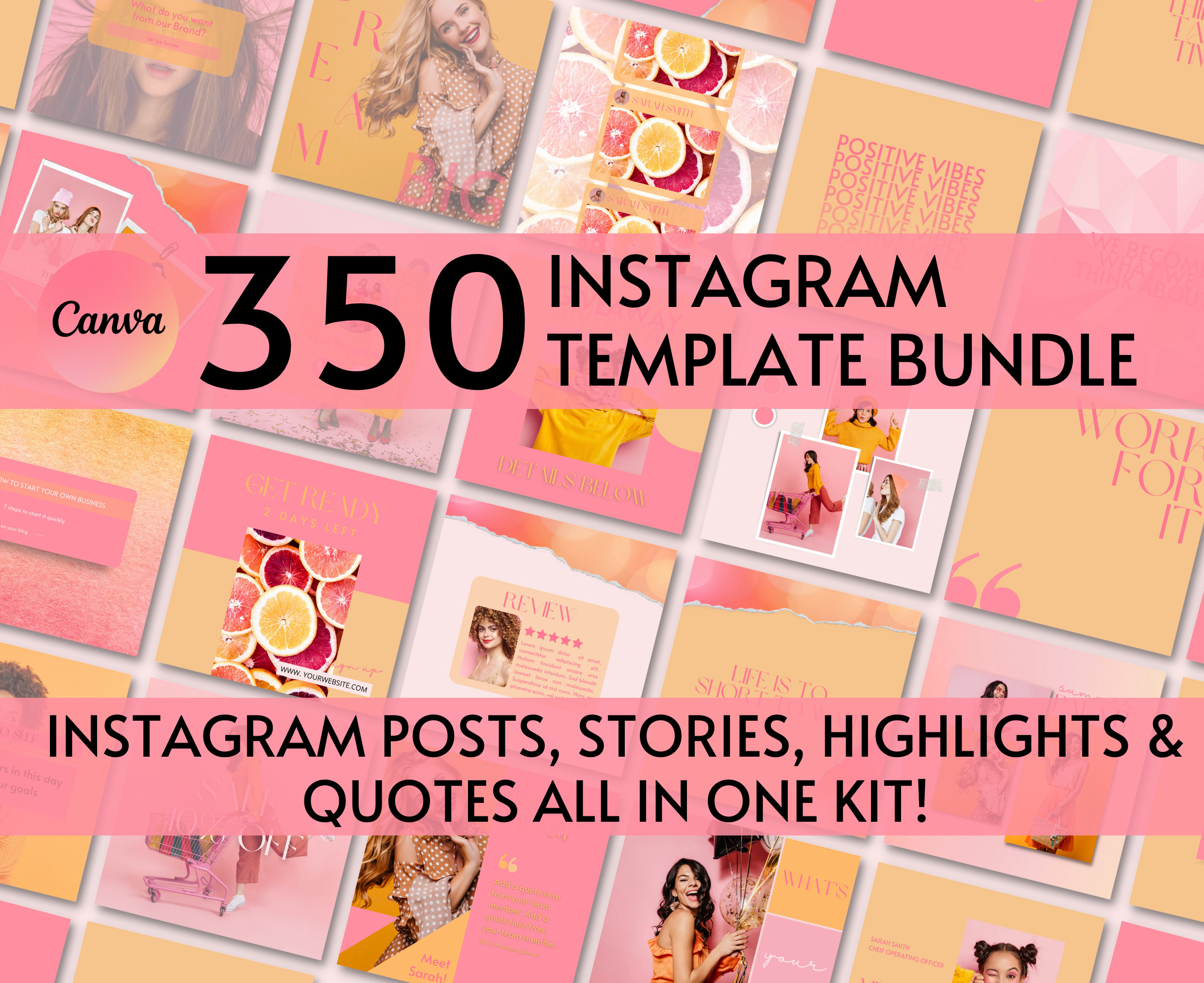 Bright Instagram Post Stories Templates Canva Instagram - Etsy
