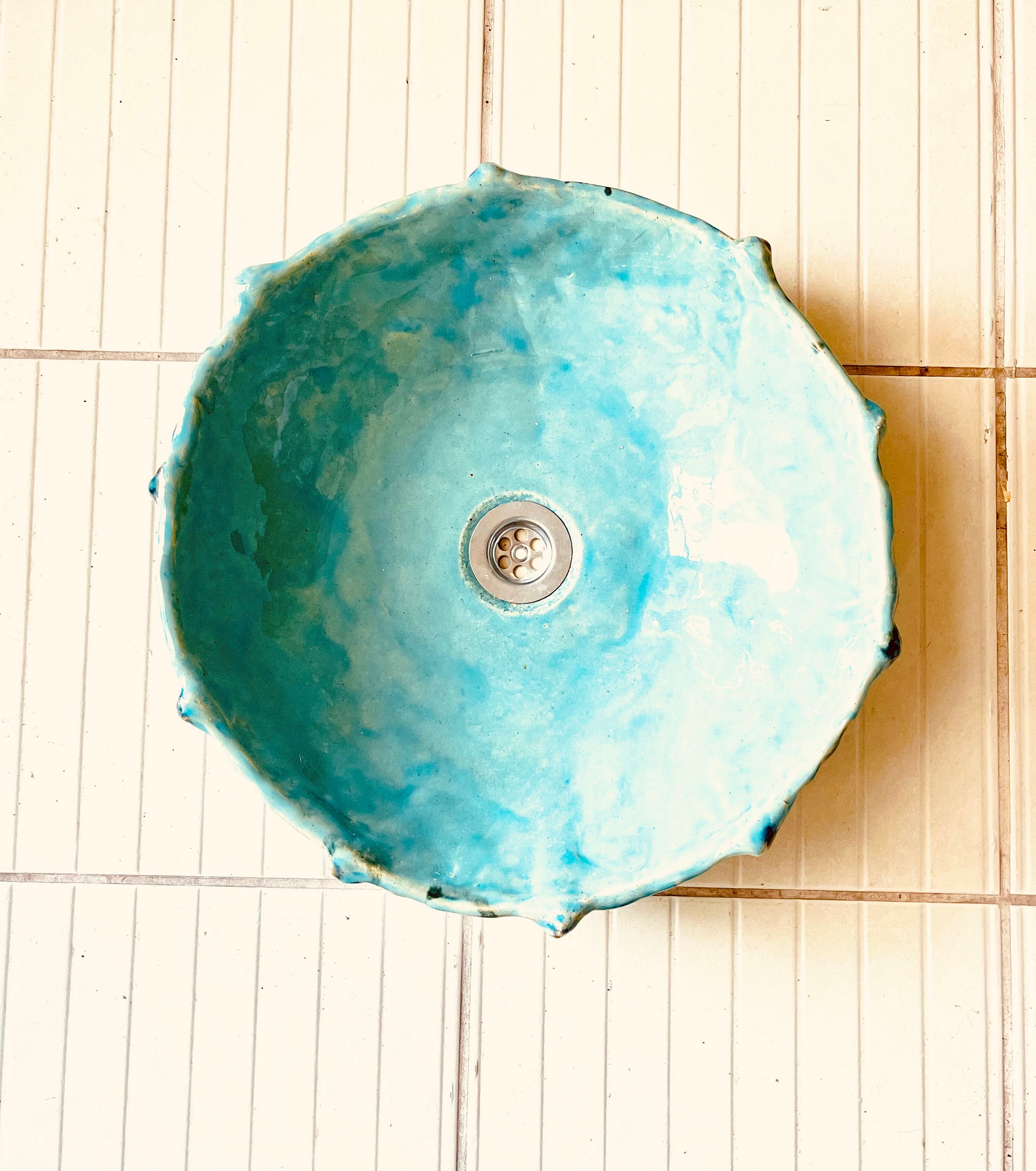 Handmade Sink, Blue Handmade Ceramic Basin,handmade Ceramic Basin,round ...