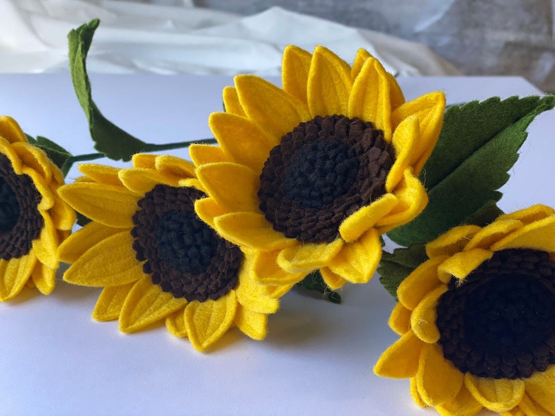 Small Felt Sunflower, Unique Sunflower Gift For, Artificial Sunflower ...