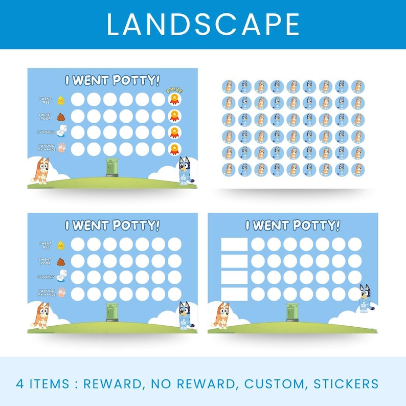 Bluey Potty Chart Printable, Toddler Potty Training Reward Chart With ...