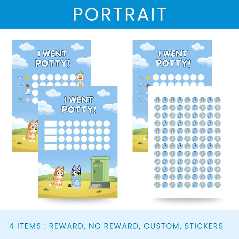 Bluey Potty Chart Printable, Toddler Potty Training Reward Chart With ...
