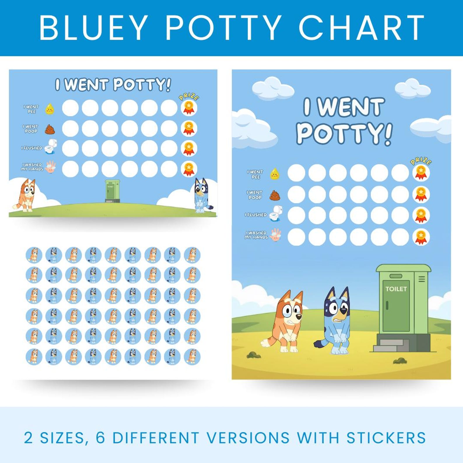 Bluey Potty Chart Printable, Toddler Potty Training Reward Chart With ...
