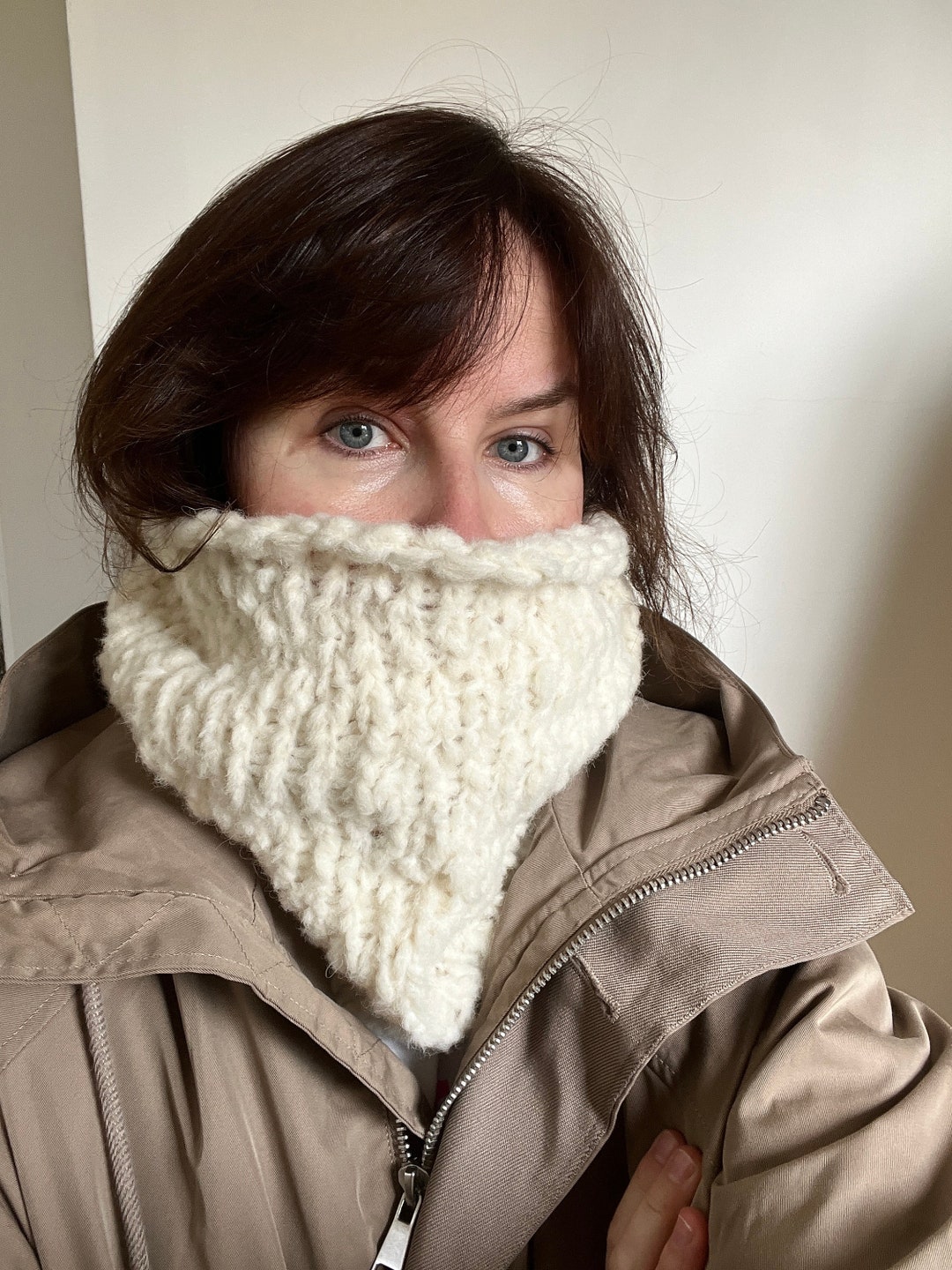 White Chunky Knit Alpaca Wool Neck Warmer - Etsy