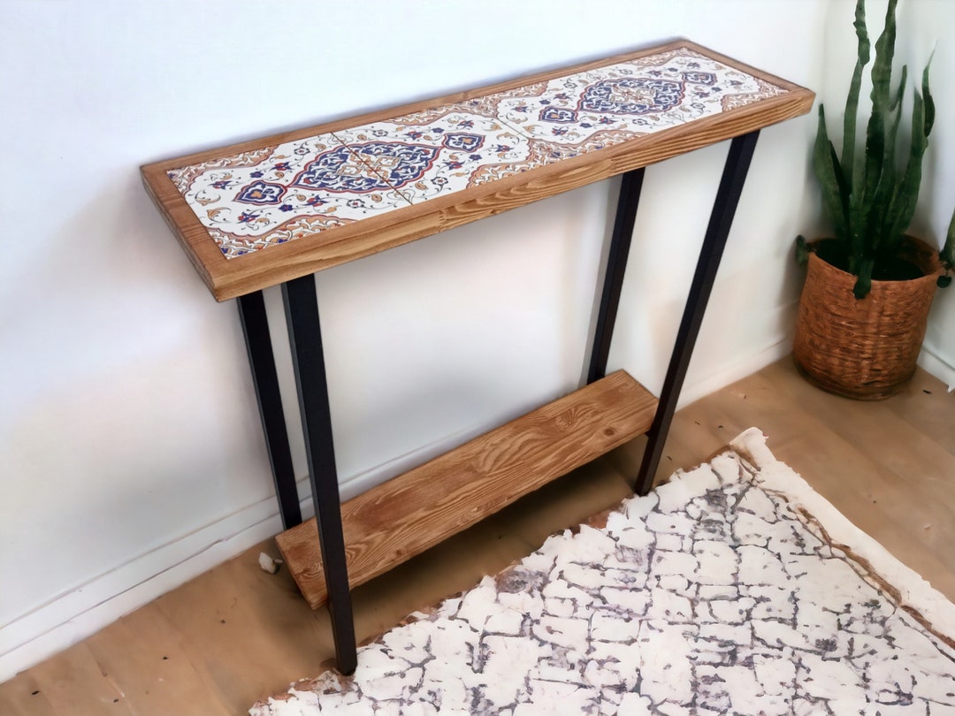 Consule Table, Tile Entrance Table, Ottaman Tile, Rustic Consule Table ...