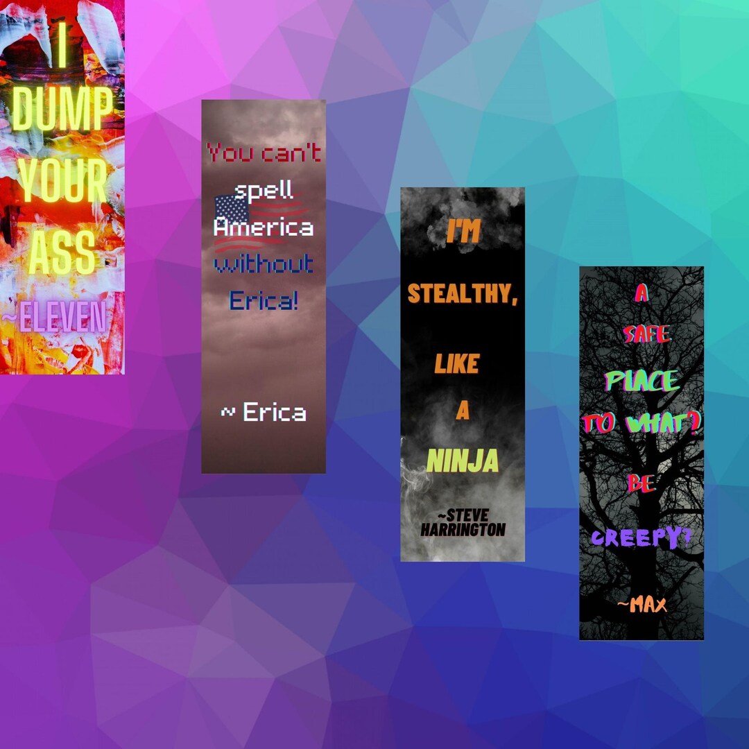 Stranger Things Bookmarks| Bookmarks| Colorful| Stranger Things Quotes ...