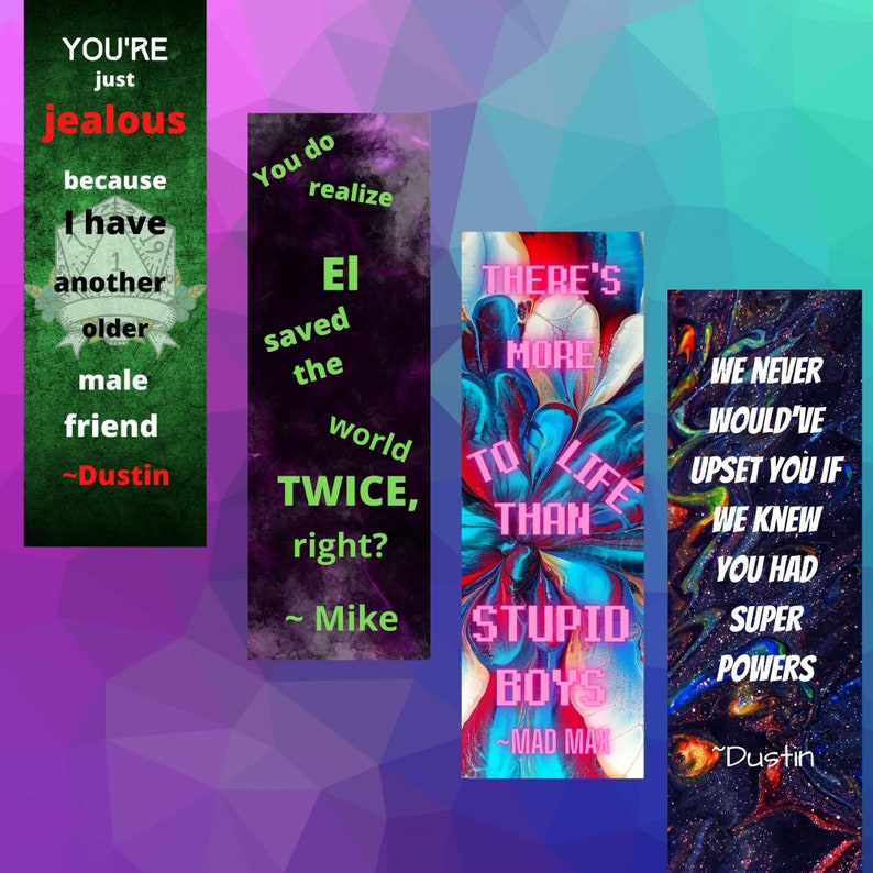Stranger Things Bookmarks| Bookmarks| Colorful| Stranger Things Quotes ...