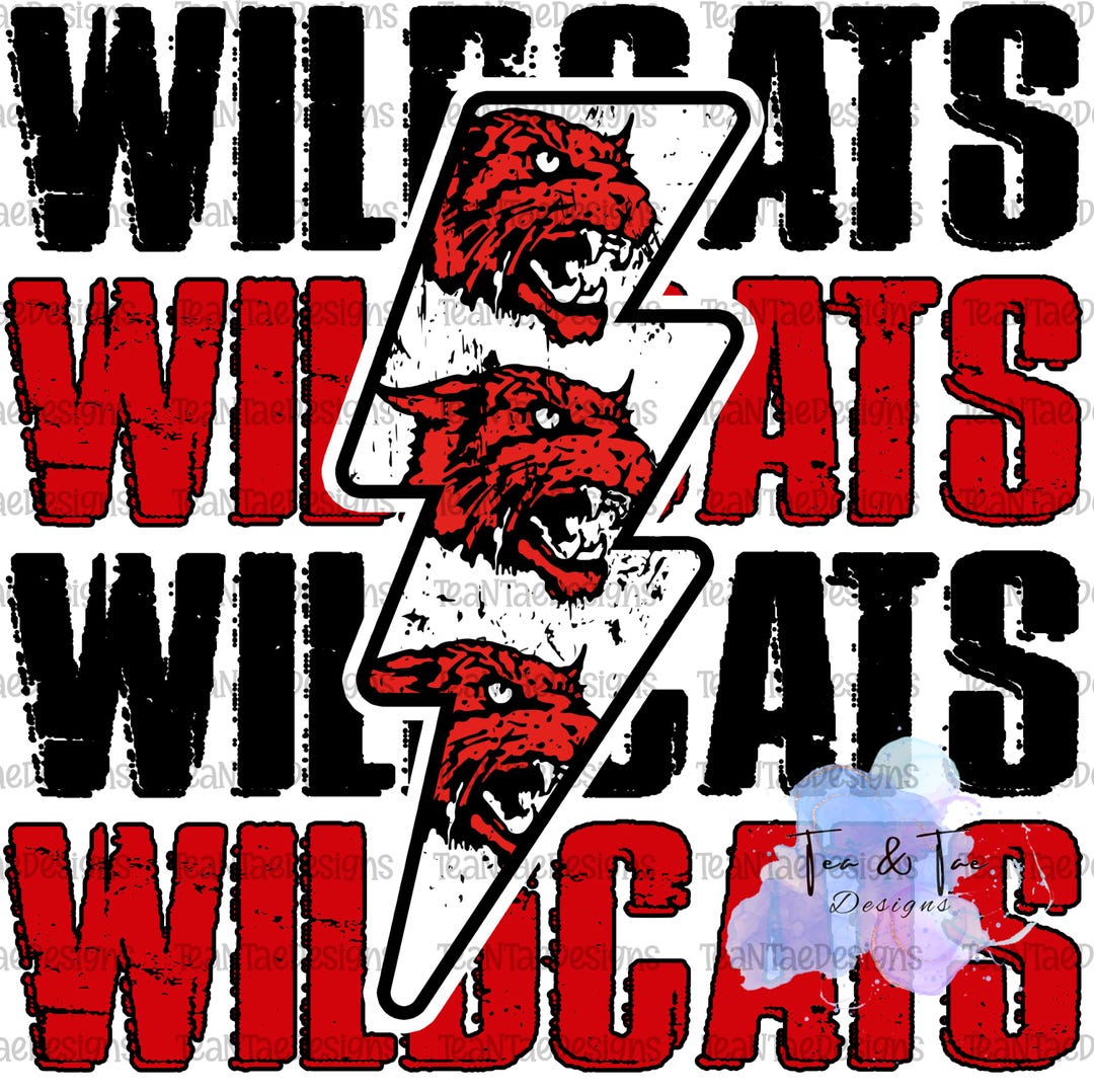 Wildcats Repeat Black/red PNG - Etsy