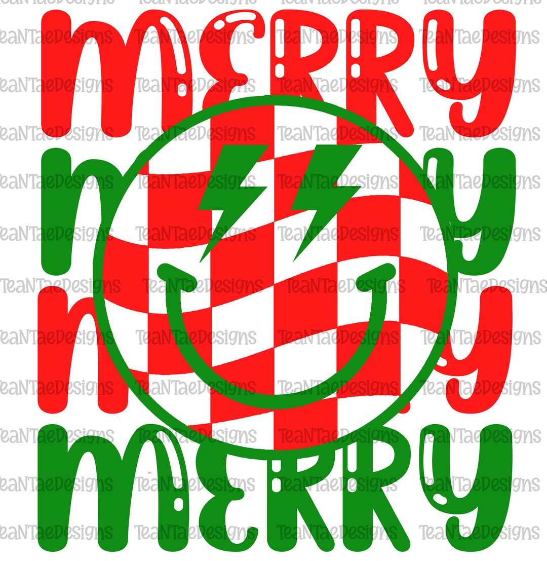 Merry Repeat With Smiley Face PNG - Etsy