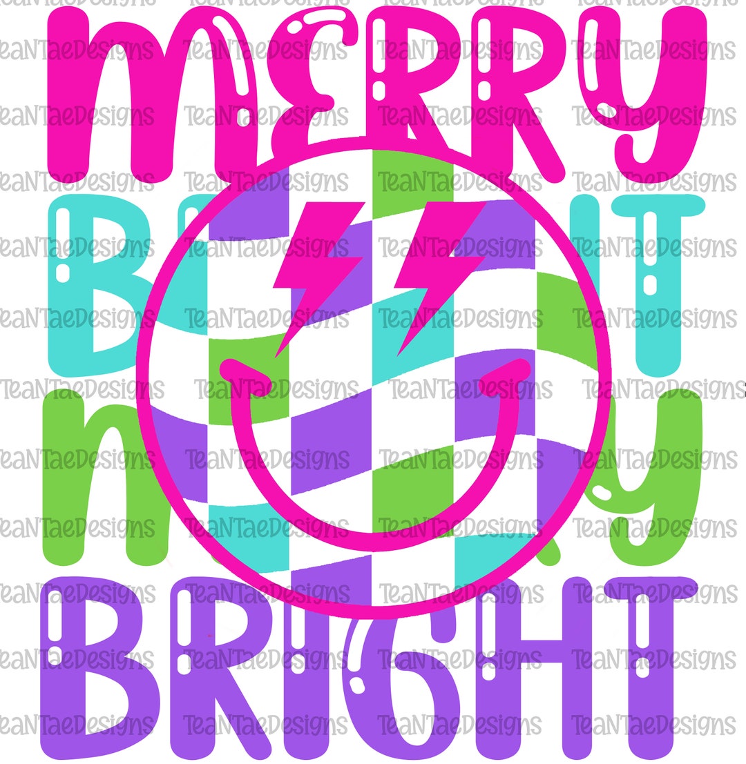 Merry & Bright Smiley Face PNG - Etsy