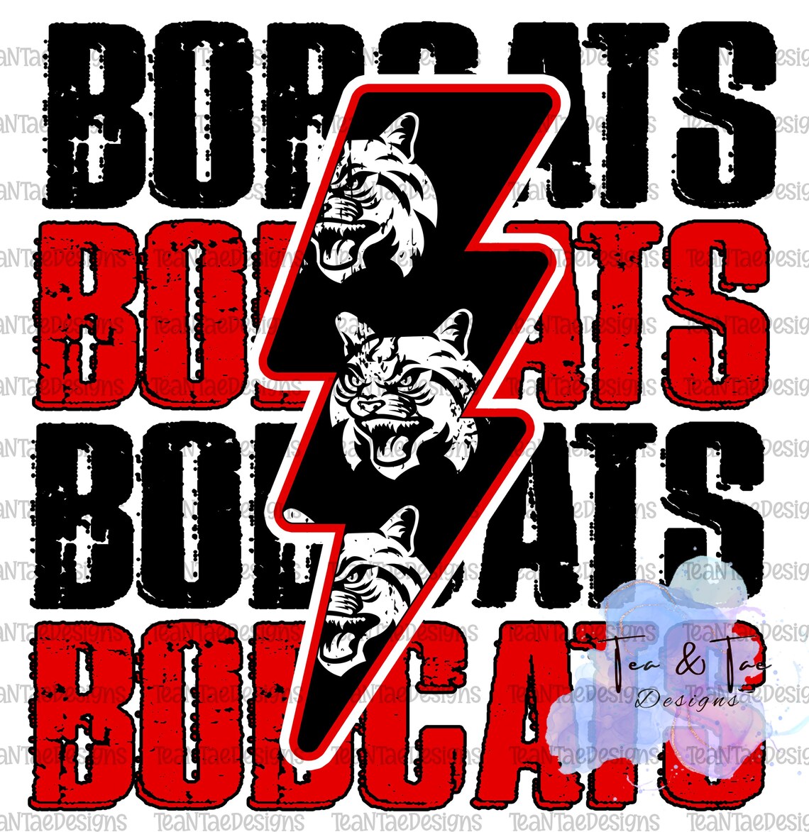 Bobcats Repeat Red and Black PNG - Etsy