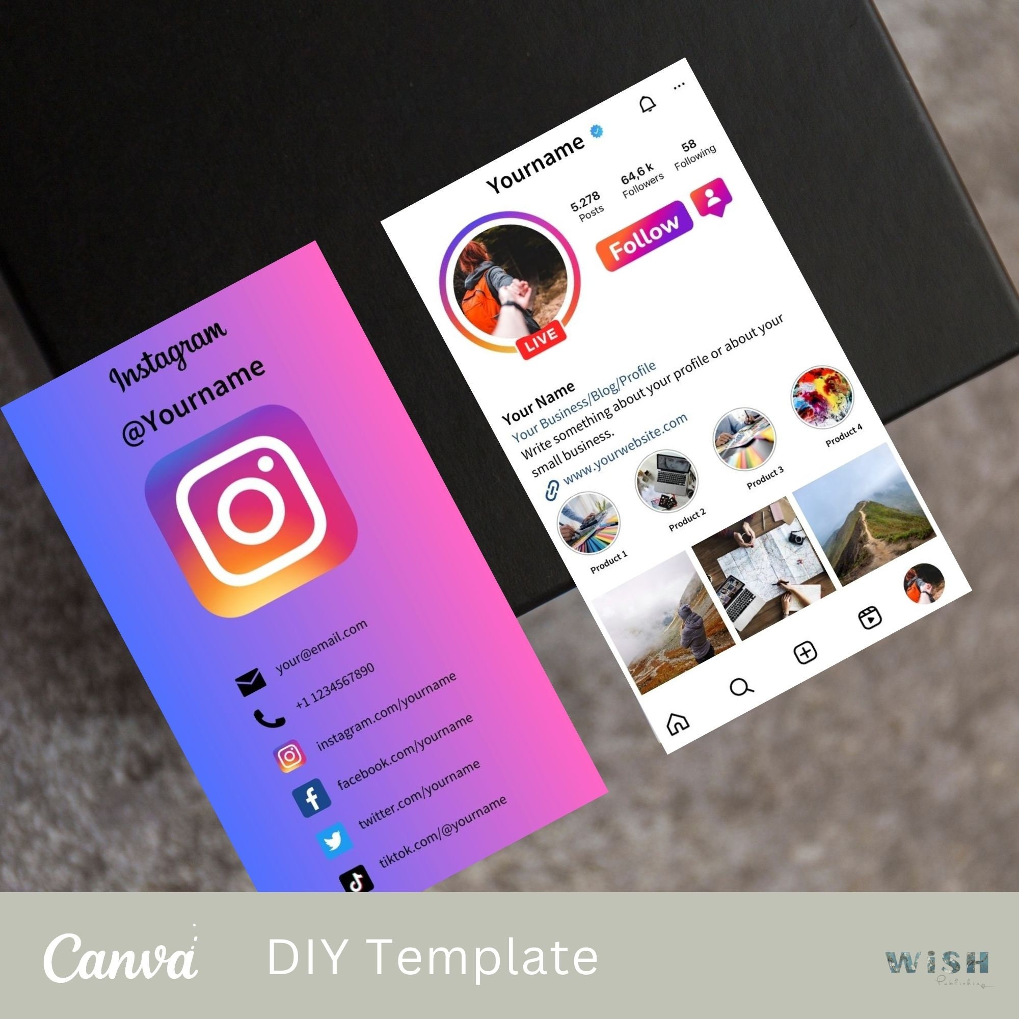 Instagram Profile Business Card Card Canva Template Digital Business ...