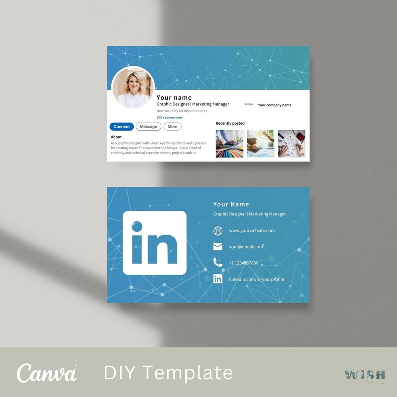 Linkedin Profile Business Card Card Canva Template Digital Business ...