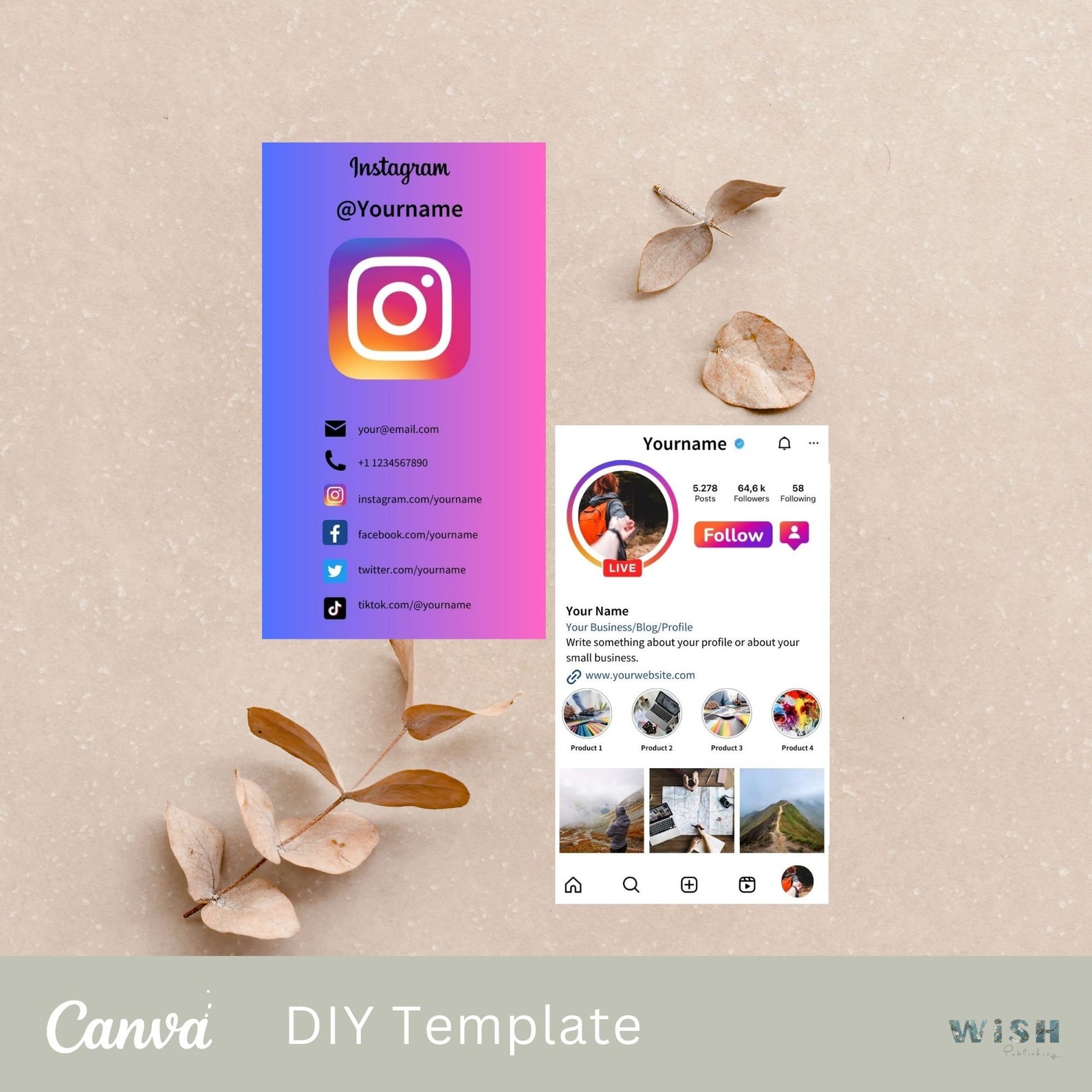 Instagram Profile Business Card Card Canva Template Digital Business ...