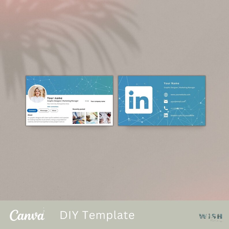 Linkedin Profile Business Card Card Canva Template Digital Business ...