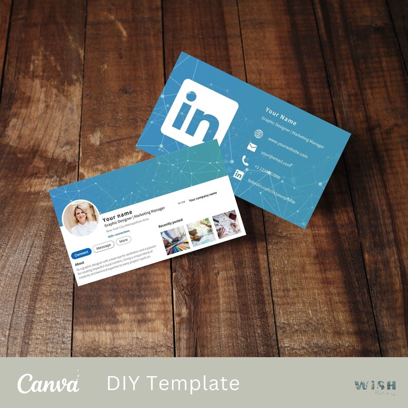 Linkedin Profile Business Card Card Canva Template Digital Business ...