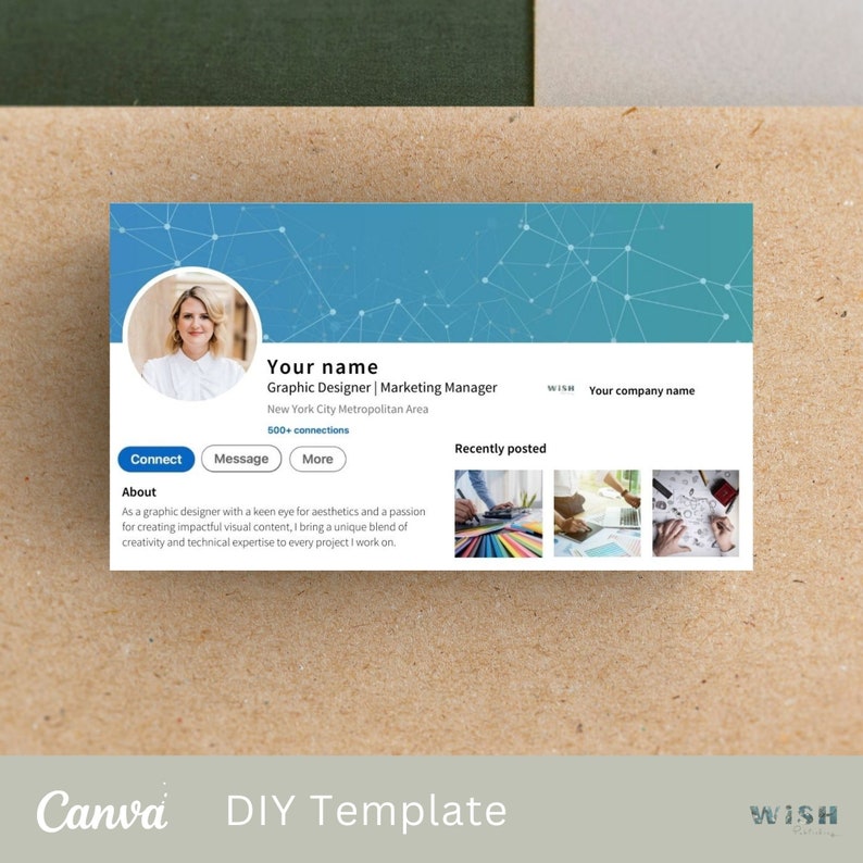 Linkedin Profile Business Card Card Canva Template Digital Business ...