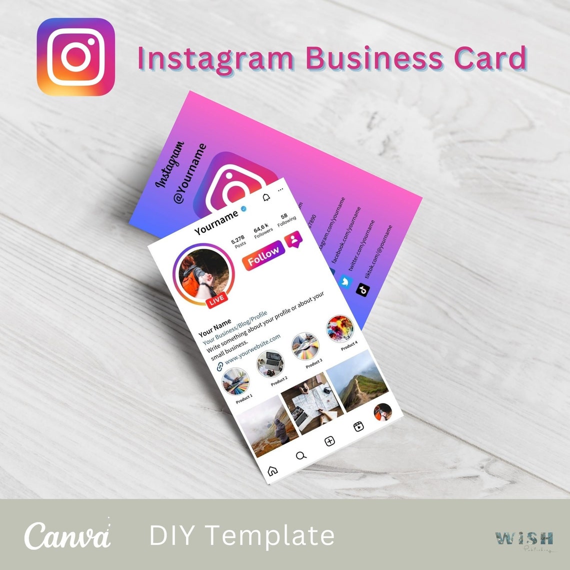Instagram Profile Business Card Card Canva Template Digital Business ...