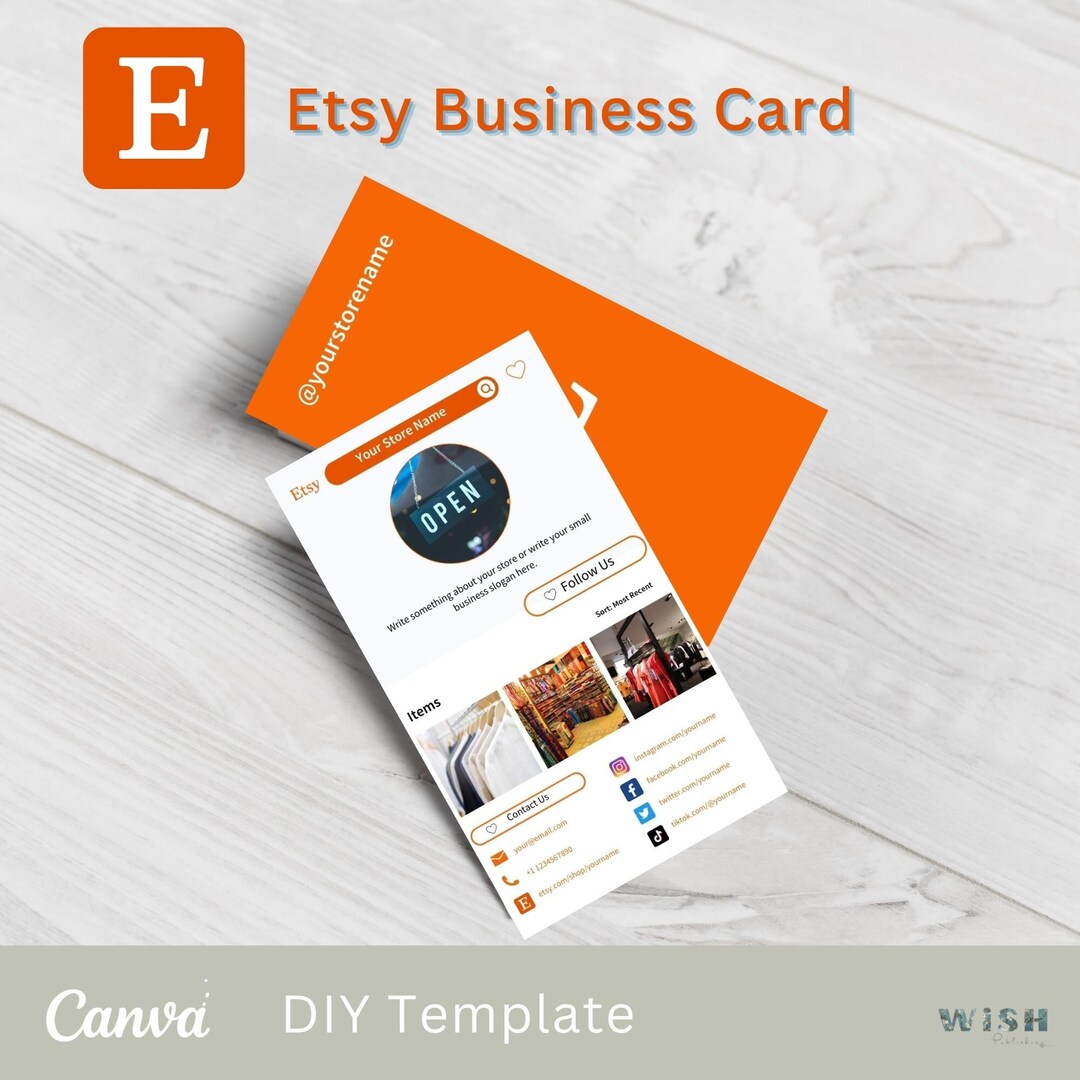 Etsy Shop Business Card Card Canva Template Digital Business Card ...